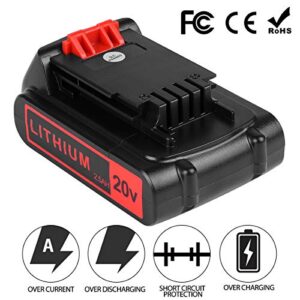 KINGTIANLE 2.5Ah 20V Max Lithium Battery Replacement for Black and Decker 20V Lithium Battery LED Indicator LBXR20 LBXR20-OPE LB20 LBX20 LBX4020 LB2X4020 Cordless Tools Batteries