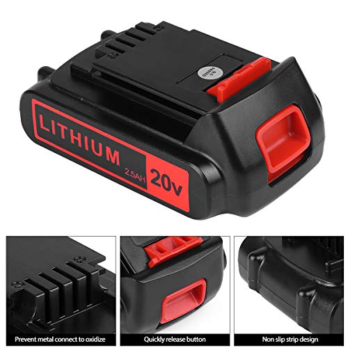 KINGTIANLE 2.5Ah 20V Max Lithium Battery Replacement for Black and Decker 20V Lithium Battery LED Indicator LBXR20 LBXR20-OPE LB20 LBX20 LBX4020 LB2X4020 Cordless Tools Batteries