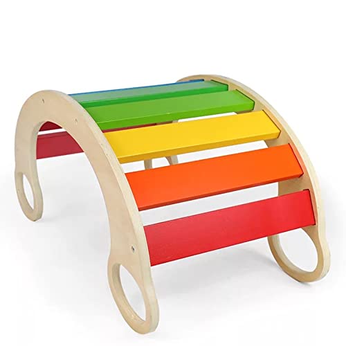 Greenwalnut Wooden Rainbow Rocking Chair , Rainbow Rocker , Rocking Bed , Pretend Play Stand, Rainbow Rocker Arch