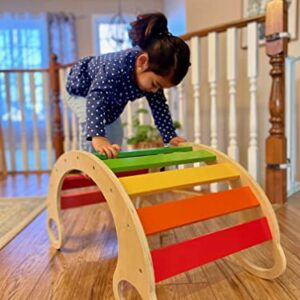 Greenwalnut Wooden Rainbow Rocking Chair , Rainbow Rocker , Rocking Bed , Pretend Play Stand, Rainbow Rocker Arch