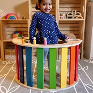 Greenwalnut Wooden Rainbow Rocking Chair , Rainbow Rocker , Rocking Bed , Pretend Play Stand, Rainbow Rocker Arch