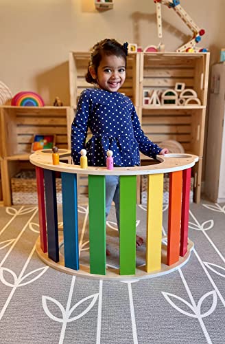 Greenwalnut Wooden Rainbow Rocking Chair , Rainbow Rocker , Rocking Bed , Pretend Play Stand, Rainbow Rocker Arch