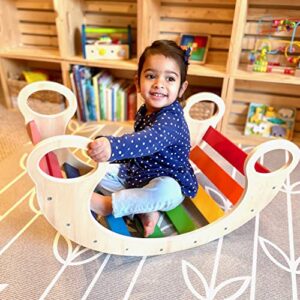 Greenwalnut Wooden Rainbow Rocking Chair , Rainbow Rocker , Rocking Bed , Pretend Play Stand, Rainbow Rocker Arch