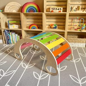 Greenwalnut Wooden Rainbow Rocking Chair , Rainbow Rocker , Rocking Bed , Pretend Play Stand, Rainbow Rocker Arch