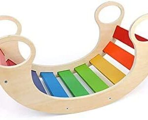 Greenwalnut Wooden Rainbow Rocking Chair , Rainbow Rocker , Rocking Bed , Pretend Play Stand, Rainbow Rocker Arch