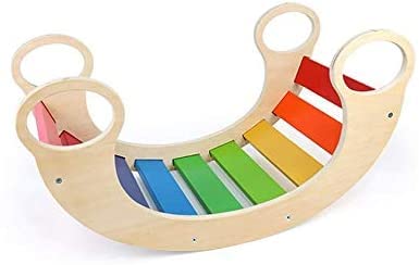 Greenwalnut Wooden Rainbow Rocking Chair , Rainbow Rocker , Rocking Bed , Pretend Play Stand, Rainbow Rocker Arch