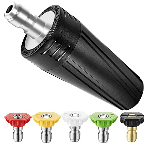 coyardor Pressure Washer Turbo Nozzle, 360° Rotating Power Washer Tips with 1/4" Quick Connect, 5 Spray Nozzle Tips Replacement for Ryobi, Karcher, Greenworks, and More (3000 PSI, 3.0 GPM)