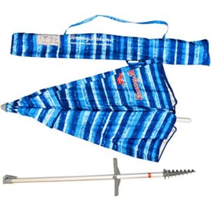 Tommy Bahama Sand Anchor 7 feet Beach Umbrella with Tilt and Telescoping Pole (Blue/White)