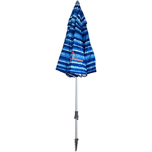 Tommy Bahama Sand Anchor 7 feet Beach Umbrella with Tilt and Telescoping Pole (Blue/White)