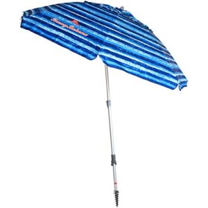 Tommy Bahama Sand Anchor 7 feet Beach Umbrella with Tilt and Telescoping Pole (Blue/White)