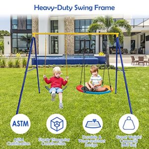 LDAILY A-Frame Swing Stand, 660 lbs Heavy Duty Steel Swing Frame w/Ground Stakes & Carabiners & Foot Caps, for Kids and Adults, Extra Large Swing Frame Stand, Suitable for Indoor Outdoor Most Swings