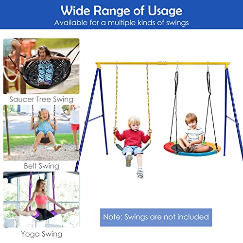 LDAILY A-Frame Swing Stand, 660 lbs Heavy Duty Steel Swing Frame w/Ground Stakes & Carabiners & Foot Caps, for Kids and Adults, Extra Large Swing Frame Stand, Suitable for Indoor Outdoor Most Swings