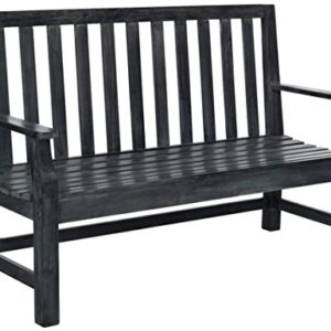 Safavieh PAT6703K Outdoor Collection Indaka Grey Bench, Dark Slate Gray