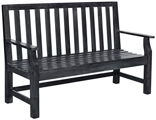 Safavieh PAT6703K Outdoor Collection Indaka Grey Bench, Dark Slate Gray