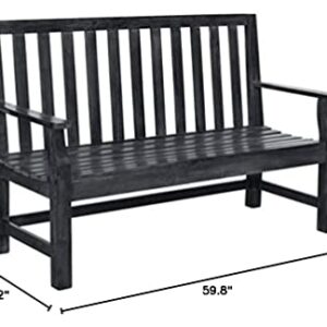 Safavieh PAT6703K Outdoor Collection Indaka Grey Bench, Dark Slate Gray