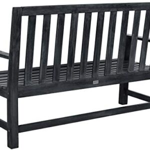 Safavieh PAT6703K Outdoor Collection Indaka Grey Bench, Dark Slate Gray