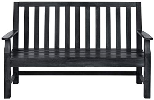 Safavieh PAT6703K Outdoor Collection Indaka Grey Bench, Dark Slate Gray