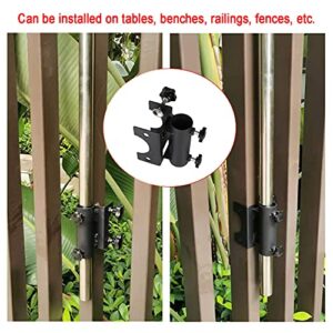 Patio Umbrella Holder | Outdoor Market Umbrella Mount Bracket,Heavy Duty Steel Deck Umbrella Clamp Attaches to Railing (Range:1 1/5" -2 2/5") Maximizing Patio Space and Shade (1)