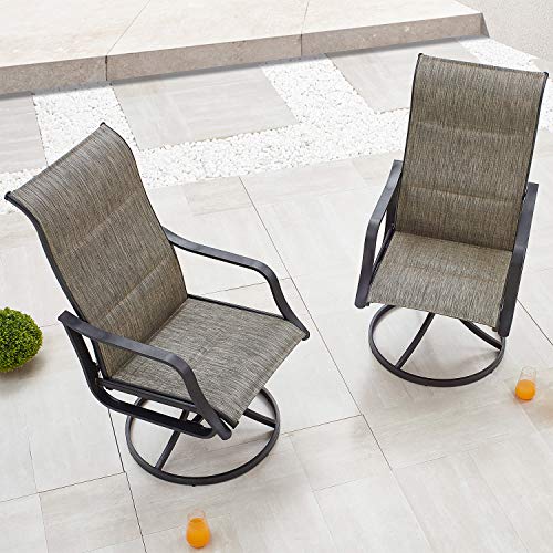 PatioFestival Patio Dining Chairs Textilene Outdoor High Back Swivel Rockers with All Weather Frame (Grey,Set of 2)