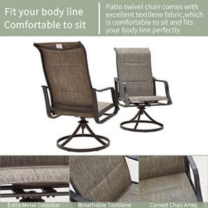 PatioFestival Patio Dining Chairs Textilene Outdoor High Back Swivel Rockers with All Weather Frame (Grey,Set of 2)