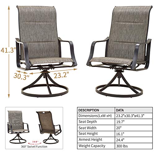 PatioFestival Patio Dining Chairs Textilene Outdoor High Back Swivel Rockers with All Weather Frame (Grey,Set of 2)