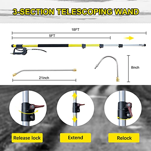 Telescoping Spray Wand for Pressure Washer - Power Washer Extension Wand, Gutter Cleaning Tools, Telescopic Lance 20FT, Window Cleaner Kit, Upgraded 4000 psi