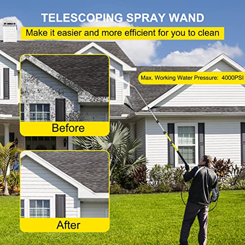 Telescoping Spray Wand for Pressure Washer - Power Washer Extension Wand, Gutter Cleaning Tools, Telescopic Lance 20FT, Window Cleaner Kit, Upgraded 4000 psi