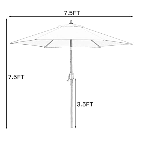 Sunnyglade 7.5' Patio Umbrella Outdoor Table Market Umbrella with Push Button Tilt/Crank, 6 Ribs (Tan)