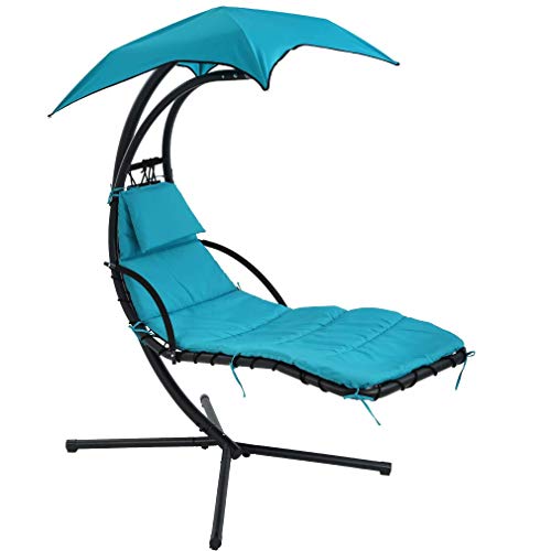 Patio Chair Hanging Chaise Lounger Chair Floating Chaise Canopy Swing Lounge Chair Hammock Arc Stand Air Porch Stand for Outdoor Indoor