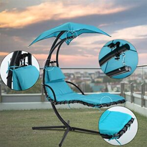 Patio Chair Hanging Chaise Lounger Chair Floating Chaise Canopy Swing Lounge Chair Hammock Arc Stand Air Porch Stand for Outdoor Indoor