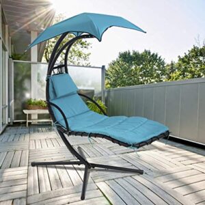 Patio Chair Hanging Chaise Lounger Chair Floating Chaise Canopy Swing Lounge Chair Hammock Arc Stand Air Porch Stand for Outdoor Indoor