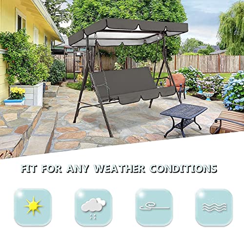 BTURYT Outdoor Porch Swing Canopy Waterproof Top Cover Set, Swing Canopy Replacement, Windproof Waterproof Anti-Uv Top Cover Swing Seat Cushion Cover(top Cover + Chair Cover)