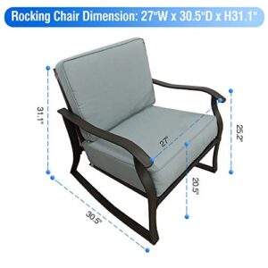 Casualstay Patio Chair Set of 2 Rocking Chairs with Comfortable Super Thick Back&seat Cushion,Durable Steel Frame Good Choice for Outdoor, Indoor,Home,Bistro Conversation Occasions