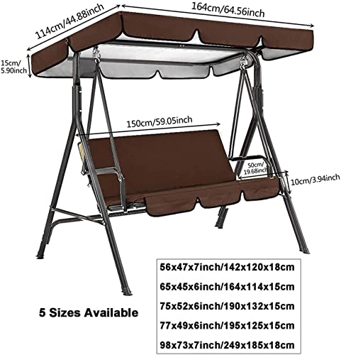 BTURYT Waterproof Swing Top Cover & Seat Cover,Patio Swing Canopy Replacement,Outdoor Swing Canopy Cover Set,210D Oxford Cloth, for Outdoor/Patio/Lawn/Garden-(top Cover + Chair Cover)