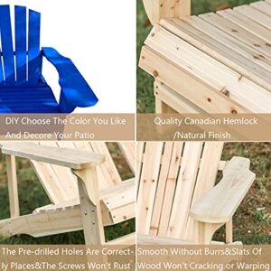 PatioFestival Wood Adirondack Chair Fir Wooden Chair with Natural Finish Outdoor Patio Chair for Garden,Yard,Patio,Lawn,Deck (50.4" x 35" x 34.3")