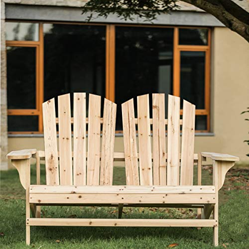 PatioFestival Wood Adirondack Chair Fir Wooden Chair with Natural Finish Outdoor Patio Chair for Garden,Yard,Patio,Lawn,Deck (50.4" x 35" x 34.3")