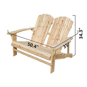 PatioFestival Wood Adirondack Chair Fir Wooden Chair with Natural Finish Outdoor Patio Chair for Garden,Yard,Patio,Lawn,Deck (50.4" x 35" x 34.3")