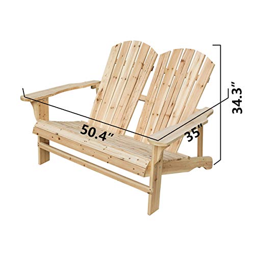 PatioFestival Wood Adirondack Chair Fir Wooden Chair with Natural Finish Outdoor Patio Chair for Garden,Yard,Patio,Lawn,Deck (50.4" x 35" x 34.3")