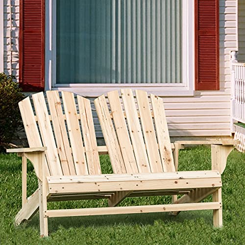 PatioFestival Wood Adirondack Chair Fir Wooden Chair with Natural Finish Outdoor Patio Chair for Garden,Yard,Patio,Lawn,Deck (50.4" x 35" x 34.3")