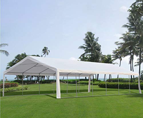 Quictent 20'x 40' Upgraded Galvanized Heavy Duty Gazebo Party Wedding Tent Canopy Carport Shelter with Carry Bags(20x40, White)