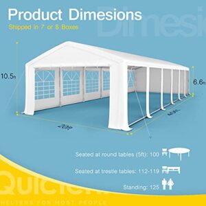 Quictent 20'x 40' Upgraded Galvanized Heavy Duty Gazebo Party Wedding Tent Canopy Carport Shelter with Carry Bags(20x40, White)