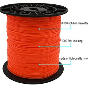 KAKO 080 Trimmer Line Square Weed Wacker String .080-Inch-by-1200-ft Commercial Grade Square String Trimmer Line, Weed Eater String .080 Fits Most String Trimmer(Orange)