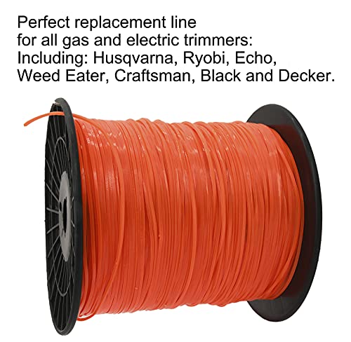 KAKO 080 Trimmer Line Square Weed Wacker String .080-Inch-by-1200-ft Commercial Grade Square String Trimmer Line, Weed Eater String .080 Fits Most String Trimmer(Orange)