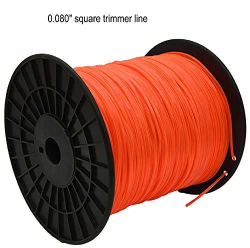 KAKO 080 Trimmer Line Square Weed Wacker String .080-Inch-by-1200-ft Commercial Grade Square String Trimmer Line, Weed Eater String .080 Fits Most String Trimmer(Orange)