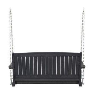 Lilith Outdoor Aacia Wood Porch Swing, Dark Gray