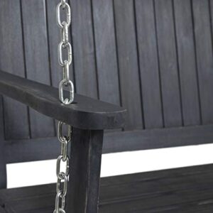 Lilith Outdoor Aacia Wood Porch Swing, Dark Gray