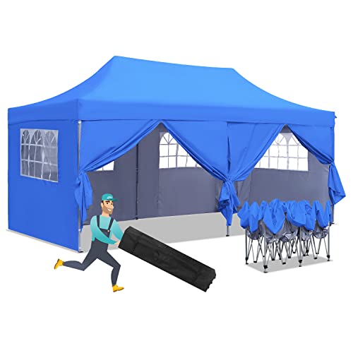 WONLINK 10x20 ft Instant Pop up Canopy, Party Tent Folding Heavy Duty Gazebos with Removable Sidewalls and Wheeled Bag Waterproof