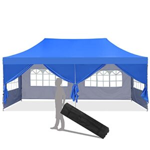 WONLINK 10x20 ft Instant Pop up Canopy, Party Tent Folding Heavy Duty Gazebos with Removable Sidewalls and Wheeled Bag Waterproof