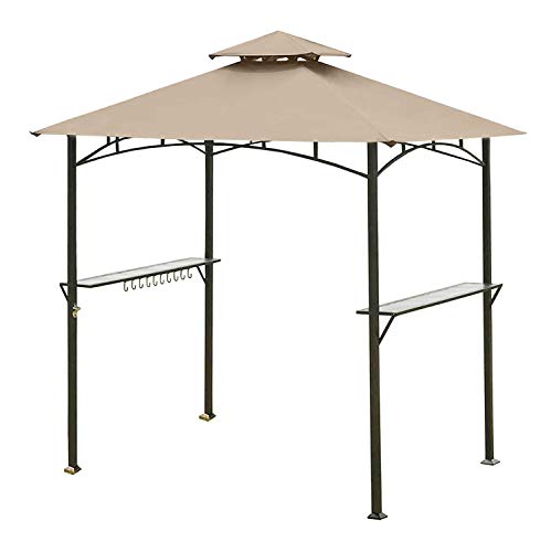 Ontheway 5FT x 8FT Double Tiered Replacement Canopy Grill BBQ Gazebo Roof Top, for Gazebo Model L-GZ238PST-11 Only