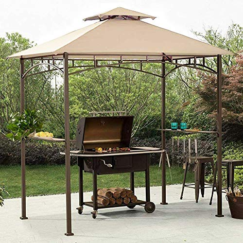 Ontheway 5FT x 8FT Double Tiered Replacement Canopy Grill BBQ Gazebo Roof Top, for Gazebo Model L-GZ238PST-11 Only